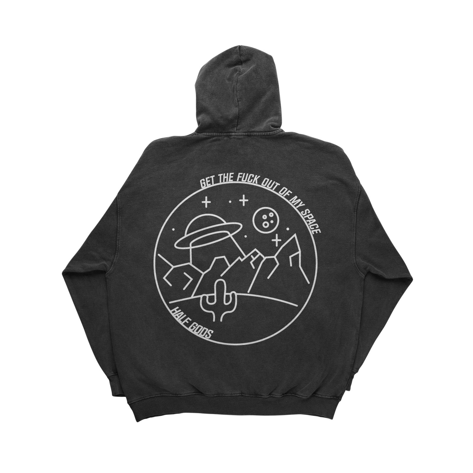 GET OUT OF MY SPACE REFLECTIVE WASHED HOODIE Half Gods GET OUT OF MY SPACE REFLECTIVE WASHED HOODIE Half Gods